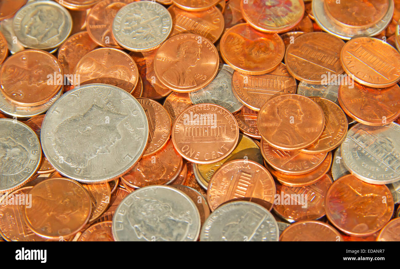 Pile of the US coins Stock Photo - Alamy