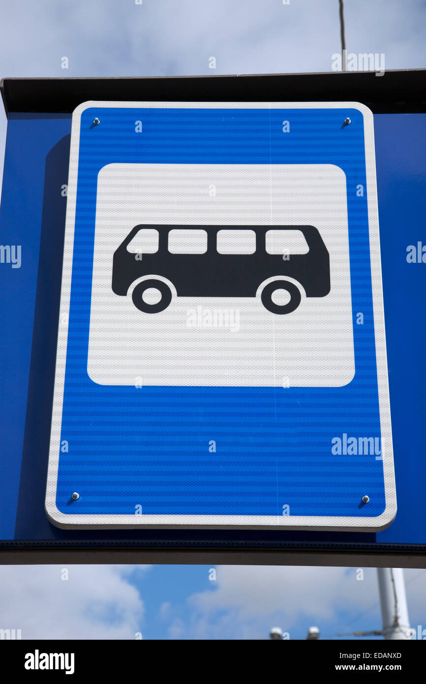 Blue Bus Stop Sign Stock Photo - Alamy