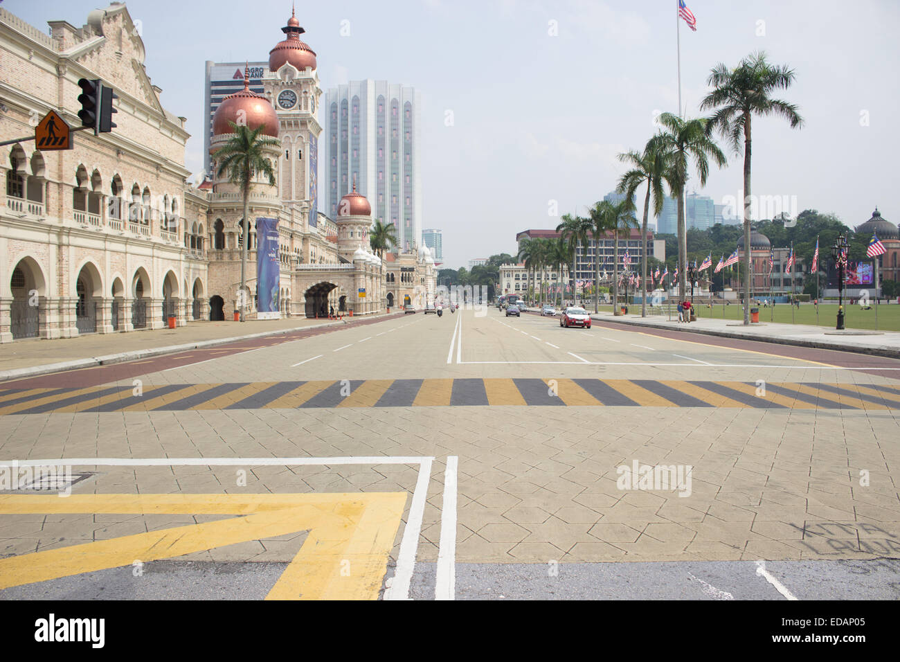 Middle of the road in front of Dataran Merdeka, Kuala Lumpur in a hot ...