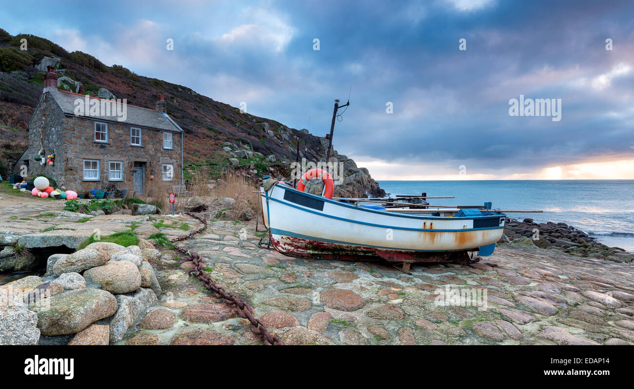 The South West Coast Path as it passes through fishing boats and ...