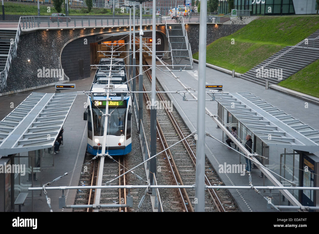Trams stop line 26 Rietlanden, Amsterdam, Netherlands Stock Photo - Alamy