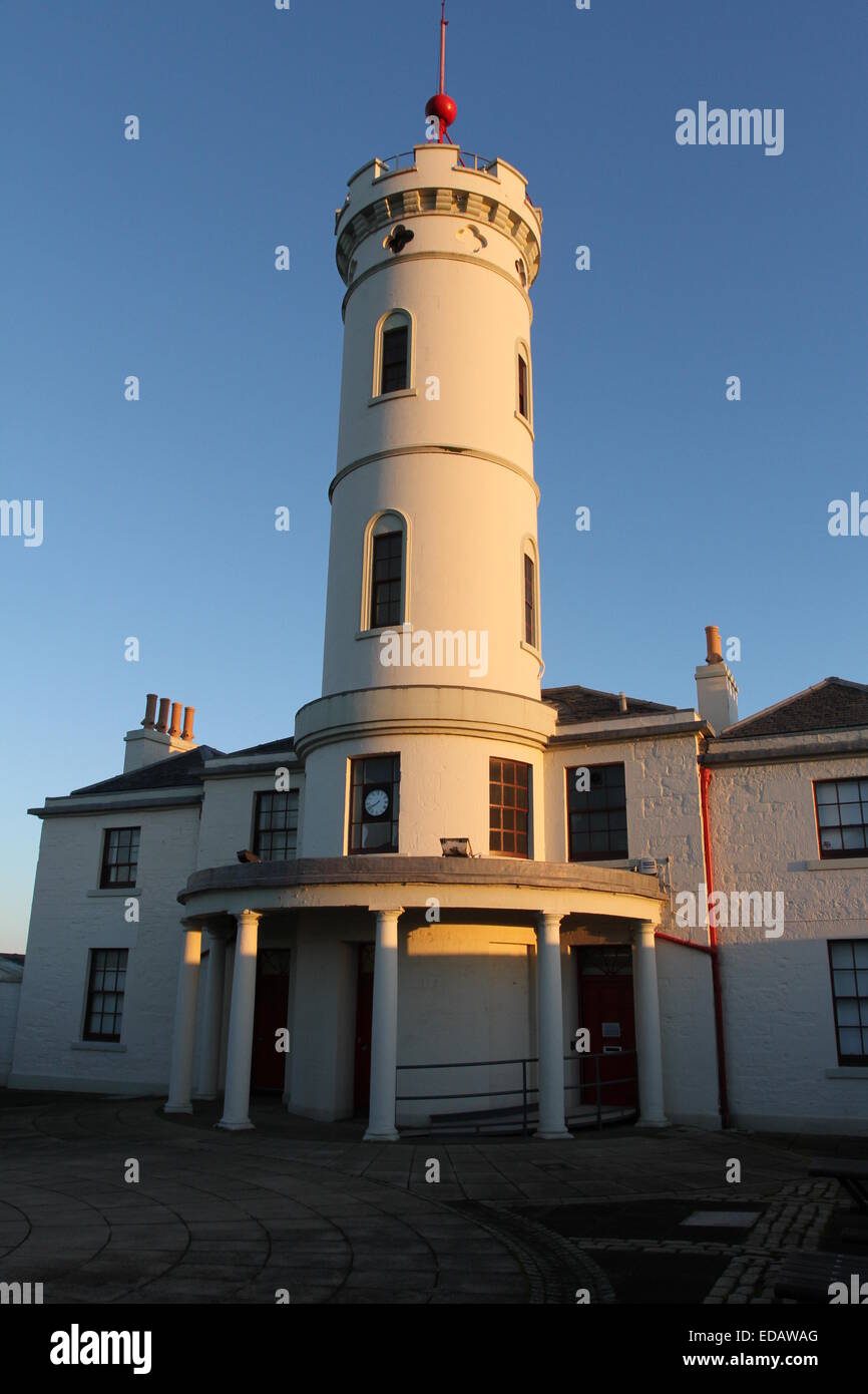 Signal Tower Museum Arbroath at dusk Scotland January 2015 Stock Photo ...