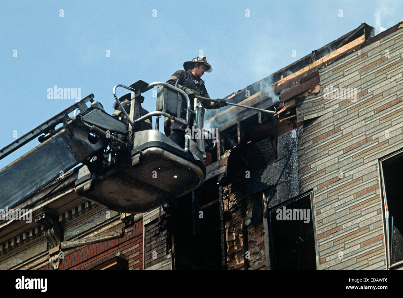 USA, BROOKLYN, NEW YORK CITY - AUGUST 1977. New York City fireman ...