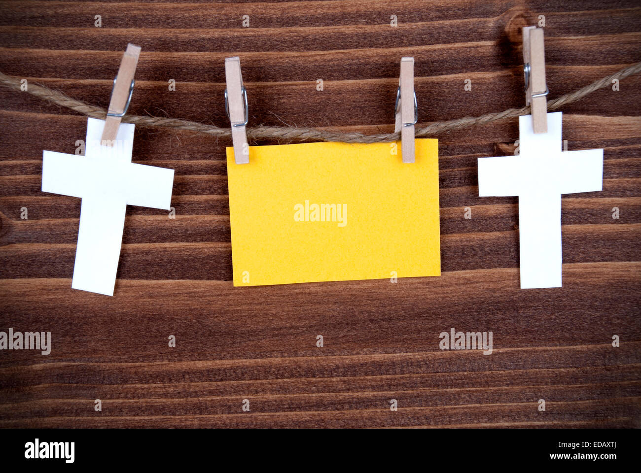Yellow Tag Or Label With Two Crosses On A Line With Copy Space Or Your ...