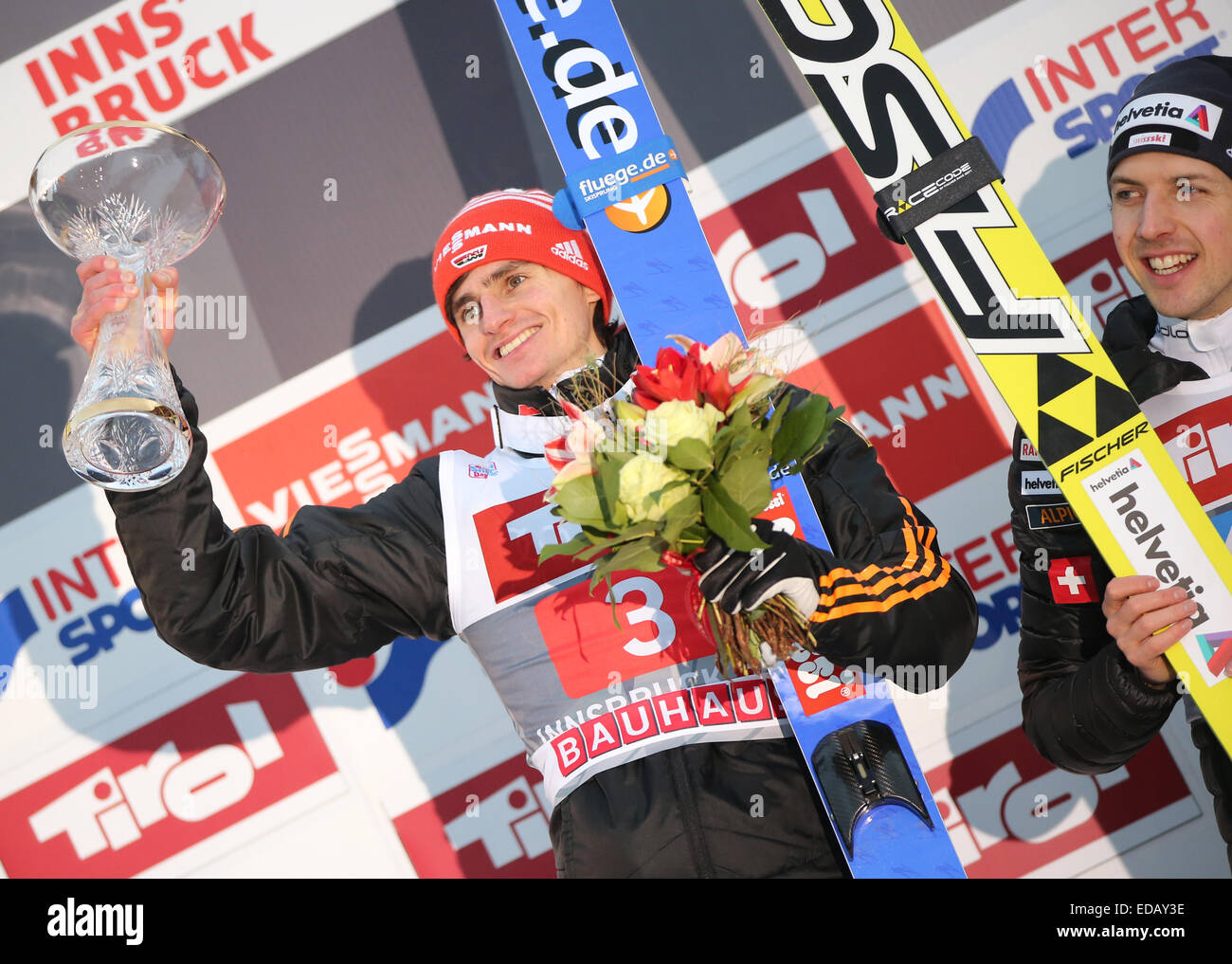 Innsbruck, Austria. 04th Jan, 2015. Richard Freitag (L) of Germany and ...
