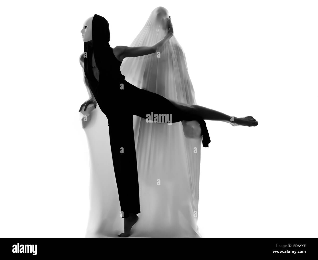 dancer performer mime with mask acting couple lovers conceptual in ...