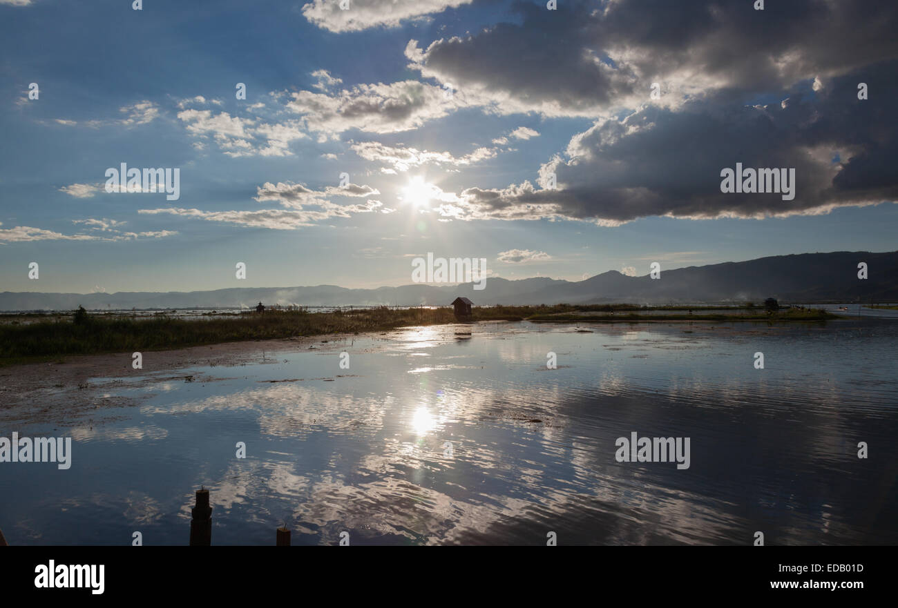Sunset, Inle Resort, Inle Lake, Myanmar Stock Photo - Alamy