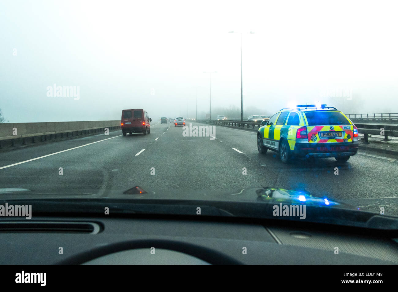 M1 near Leicester, UK. 4th Jan, 2015. UK Weather: Freezing Fog on the ...