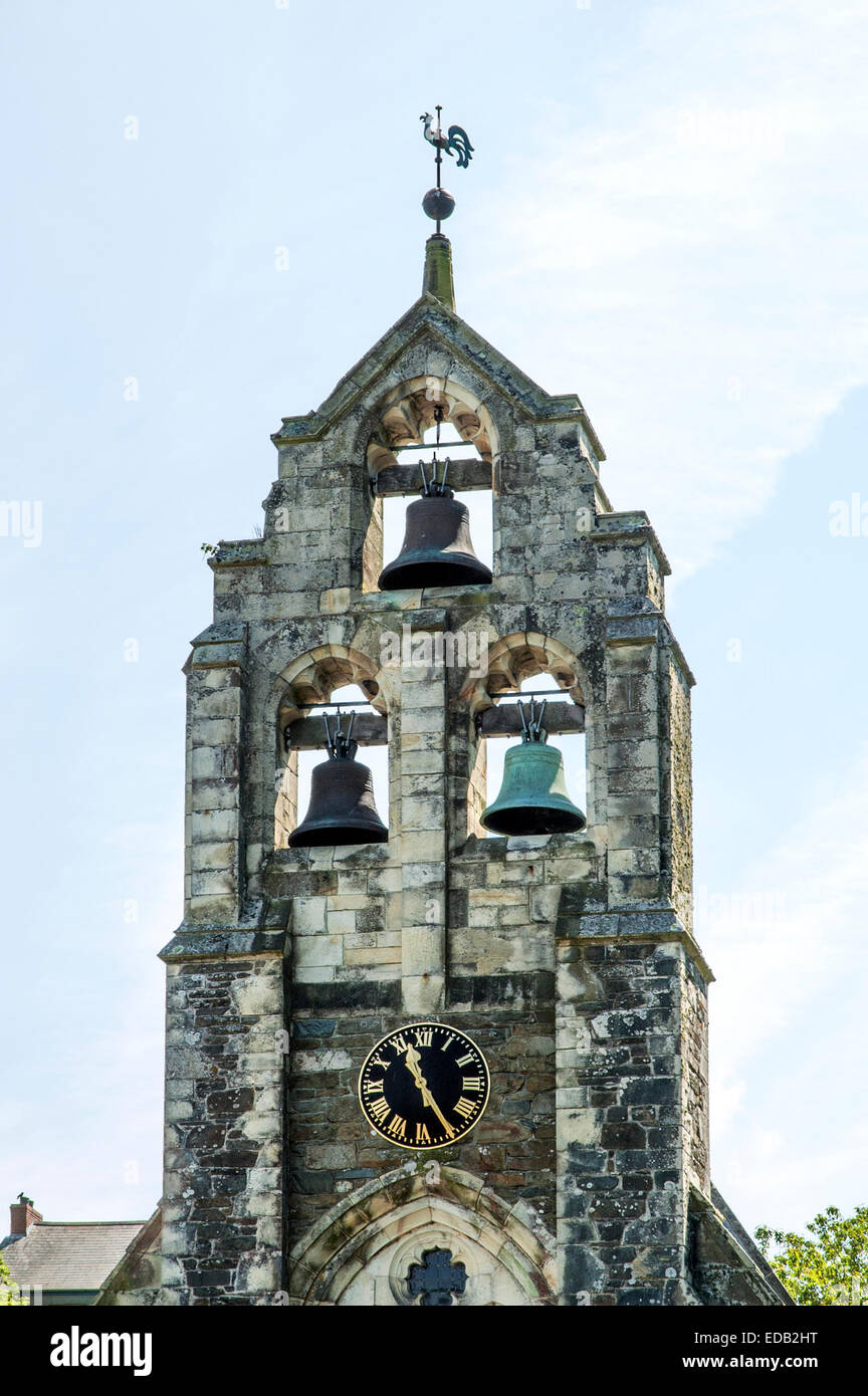 The three bells on Holy Trinity church at Tresillian in Cornwall, UK ...