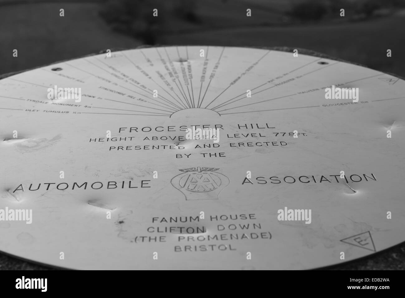 Monochrome of top of Frocester Hill View Point Stock Photo - Alamy