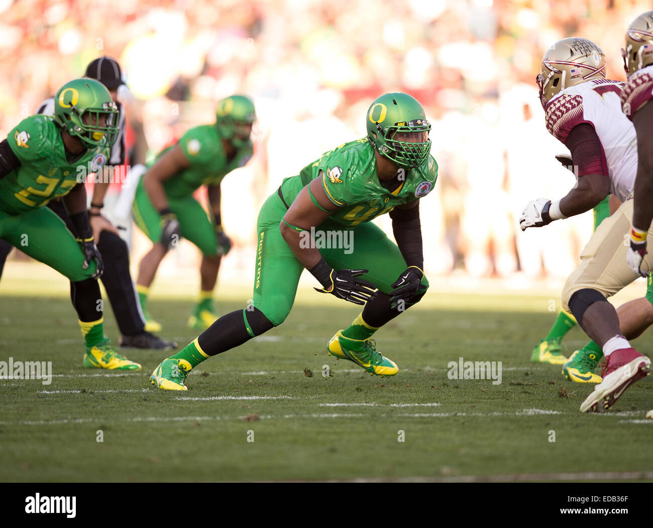 Pasadena, CA. 1st Jan, 2015. Oregon Ducks defensive lineman (44 ...