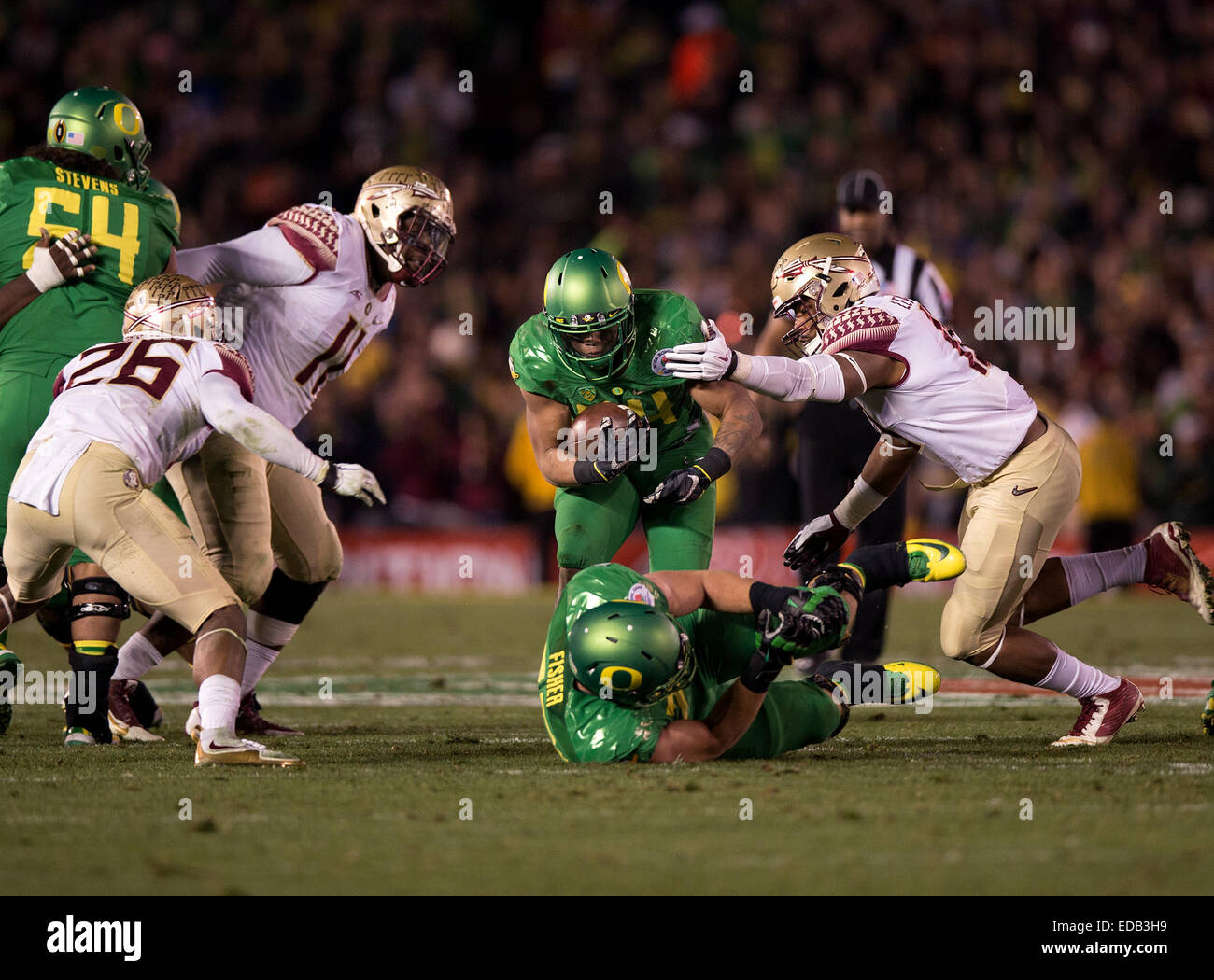 Pasadena, CA. 1st Jan, 2015. Oregon Ducks running back (24) Thomas ...