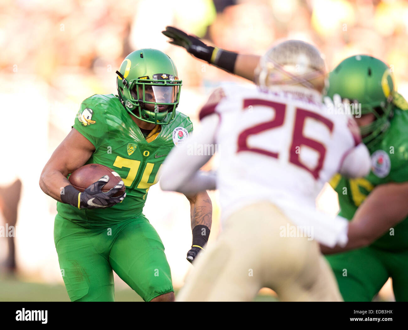 Pasadena, CA. 1st Jan, 2015. Oregon Ducks running back (24) Thomas ...