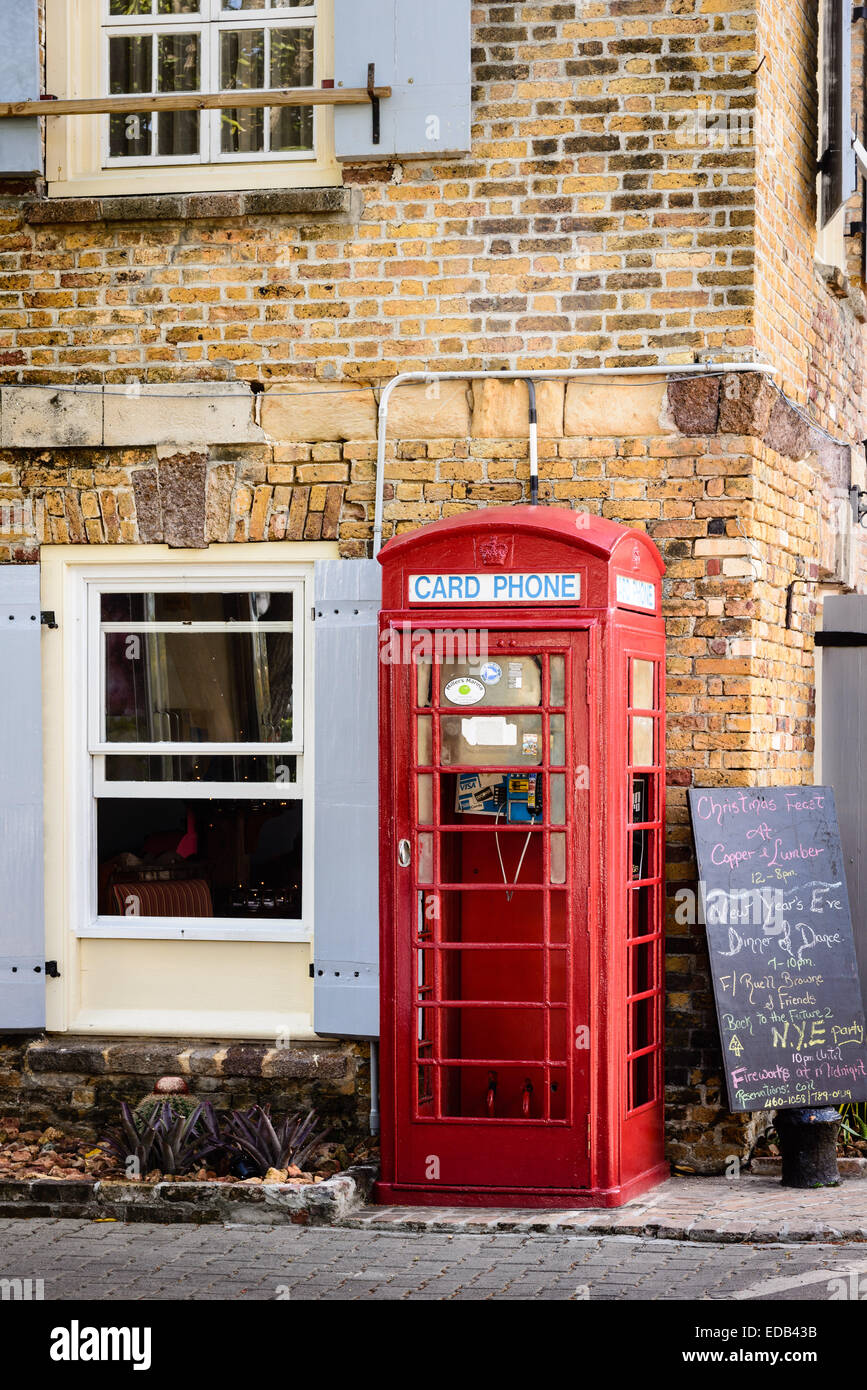 Telephone box outside Copper and Lumber Store, Nelson's Dockyard ...
