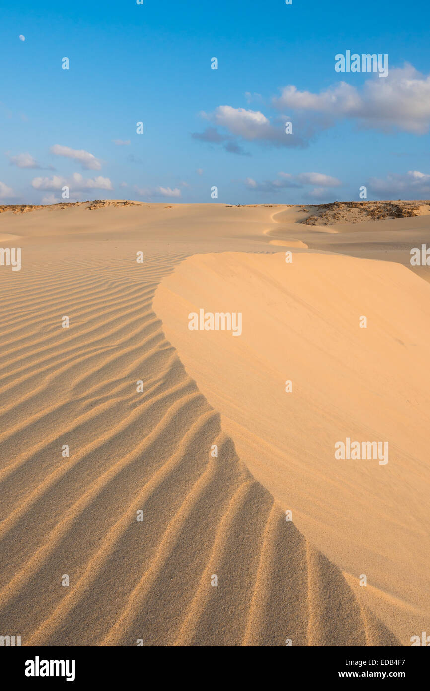 Waves on sand dunes in Chaves beach Praia de Chaves in Boavista Island ...