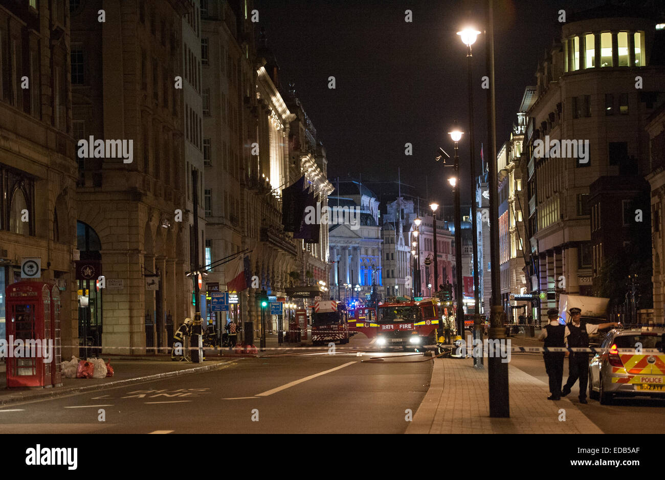 Explosion in London's Piccadilly Featuring: A white van damaged by the ...