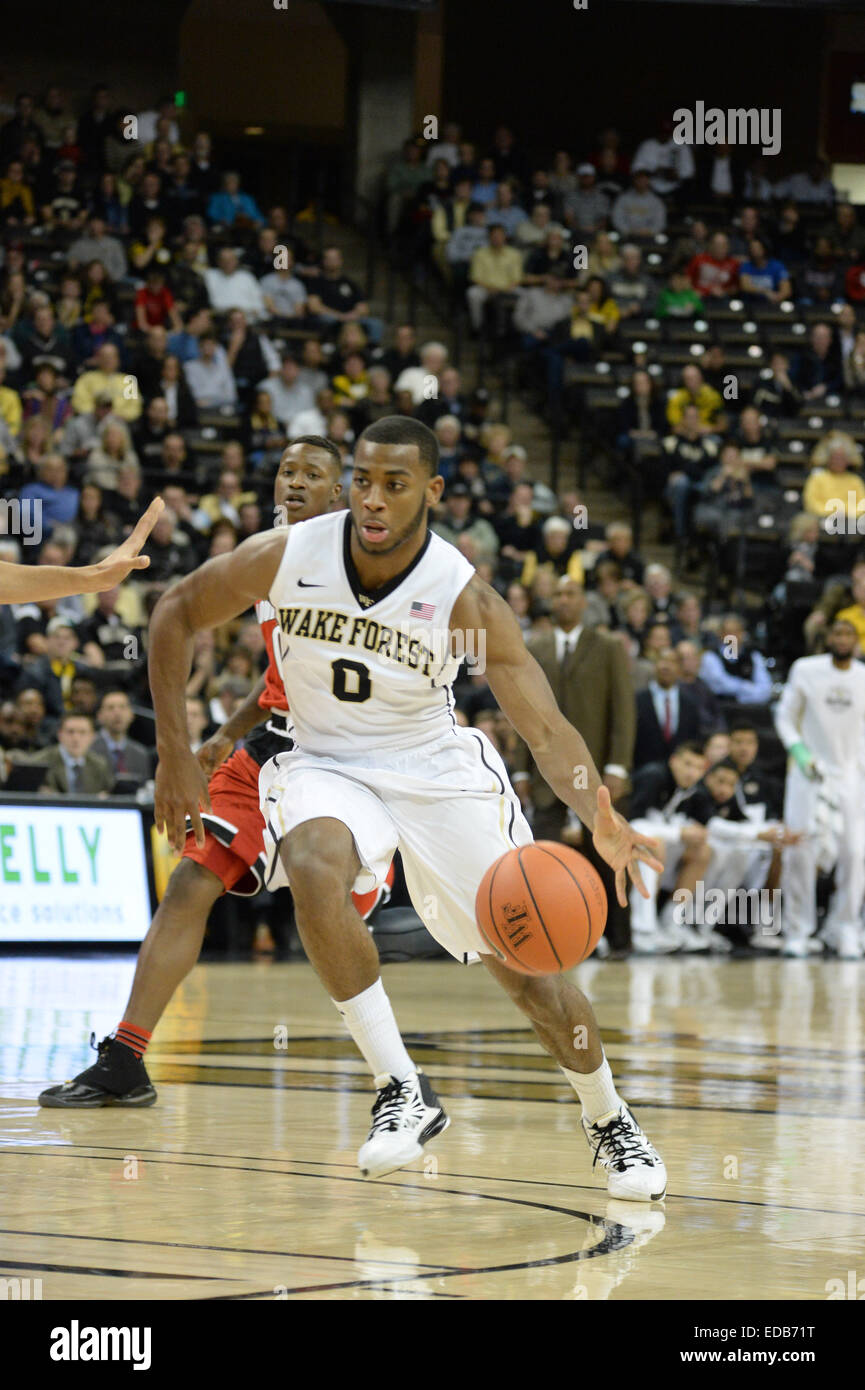 Winston-Salem, NC, USA. 4th Jan, 2015. Wake Forest Demon Deacons guard Codi Miller-McIntyre ...