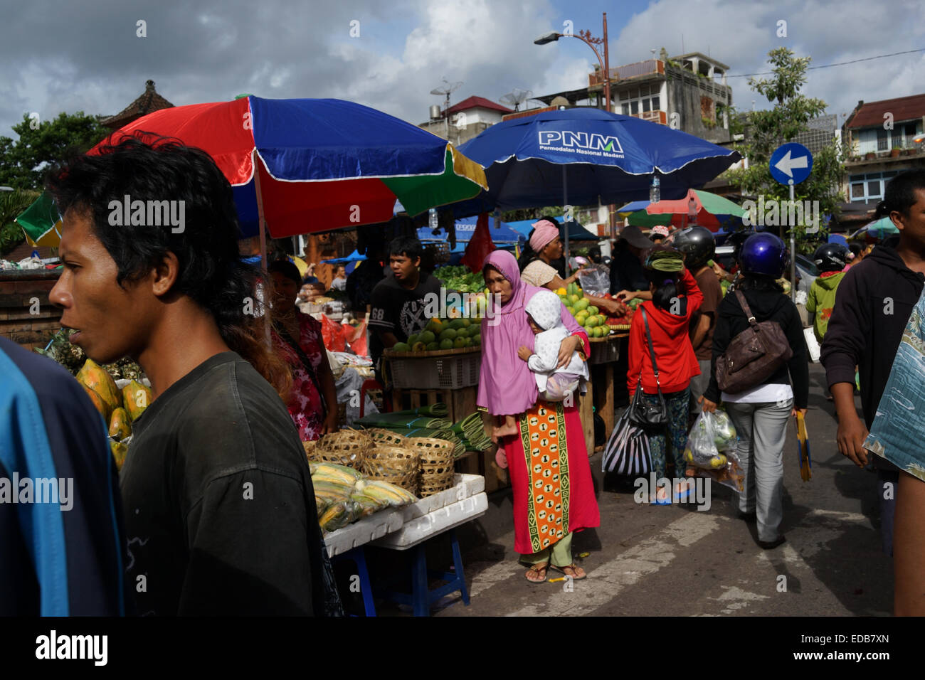 Activity in Badung traditional market, Denpasar, Bali. Badung Market is ...