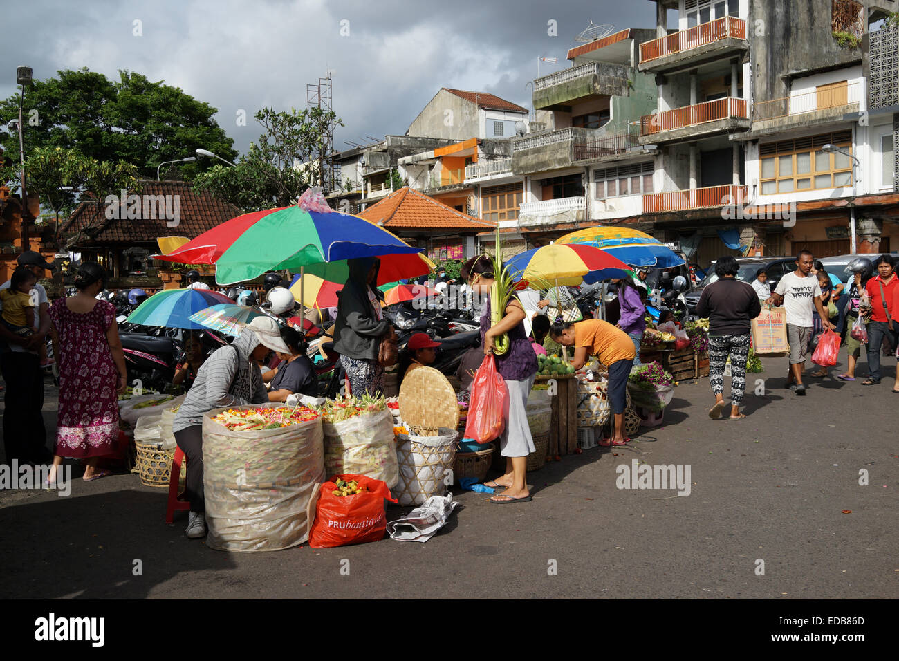 Activity in Badung traditional market, Denpasar, Bali. Badung Market is ...