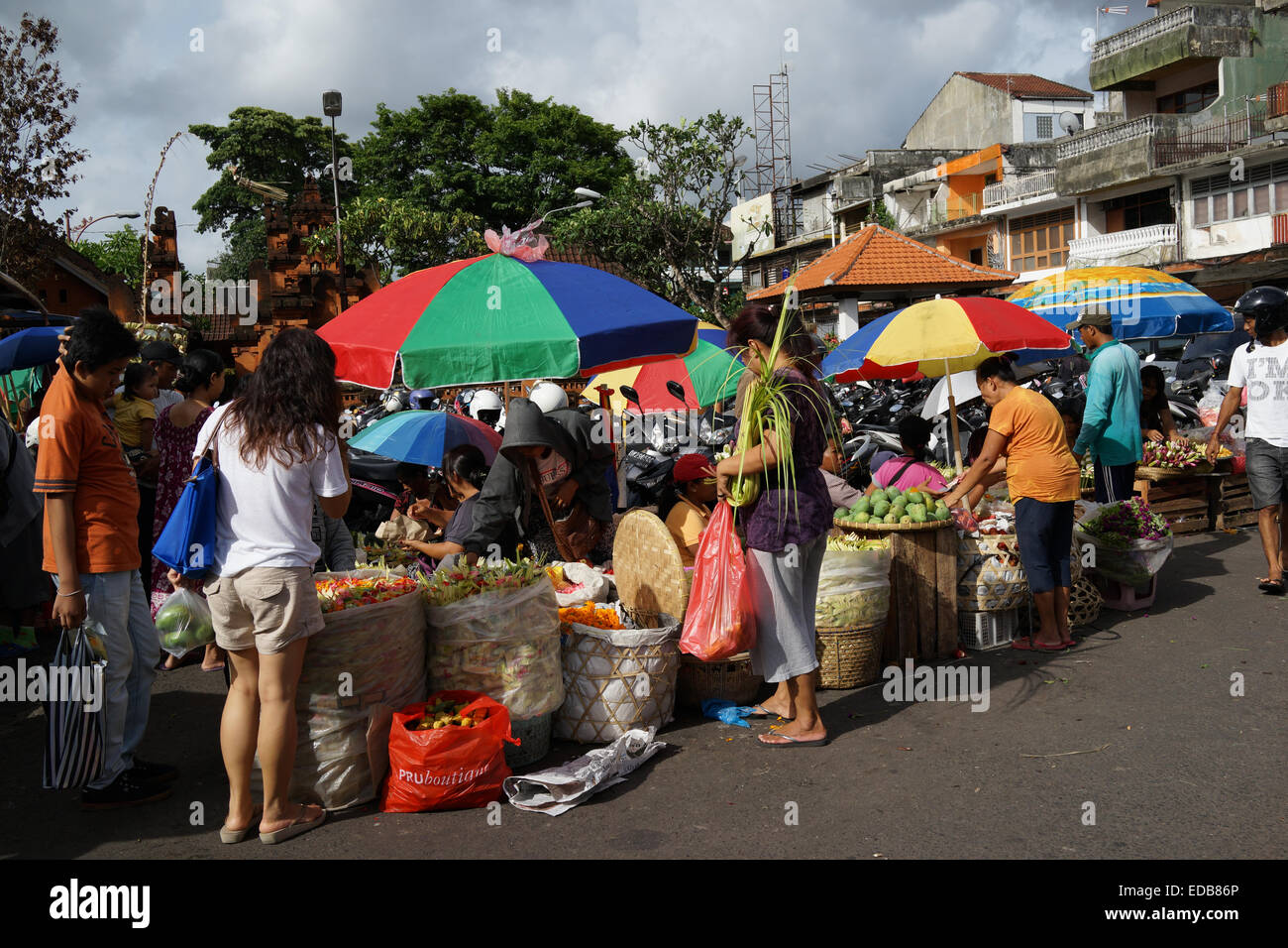 Activity in Badung traditional market, Denpasar, Bali. Badung Market is ...