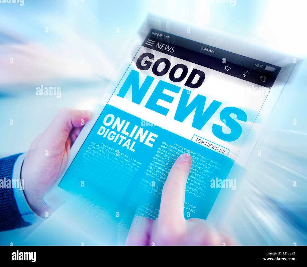 Digital Online Update Good News Concept Stock Photo - Alamy