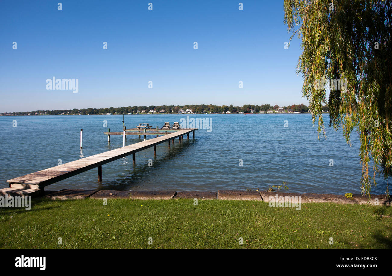 Docks on River Saint Claire Ontario Michigan Stock Photo - Alamy
