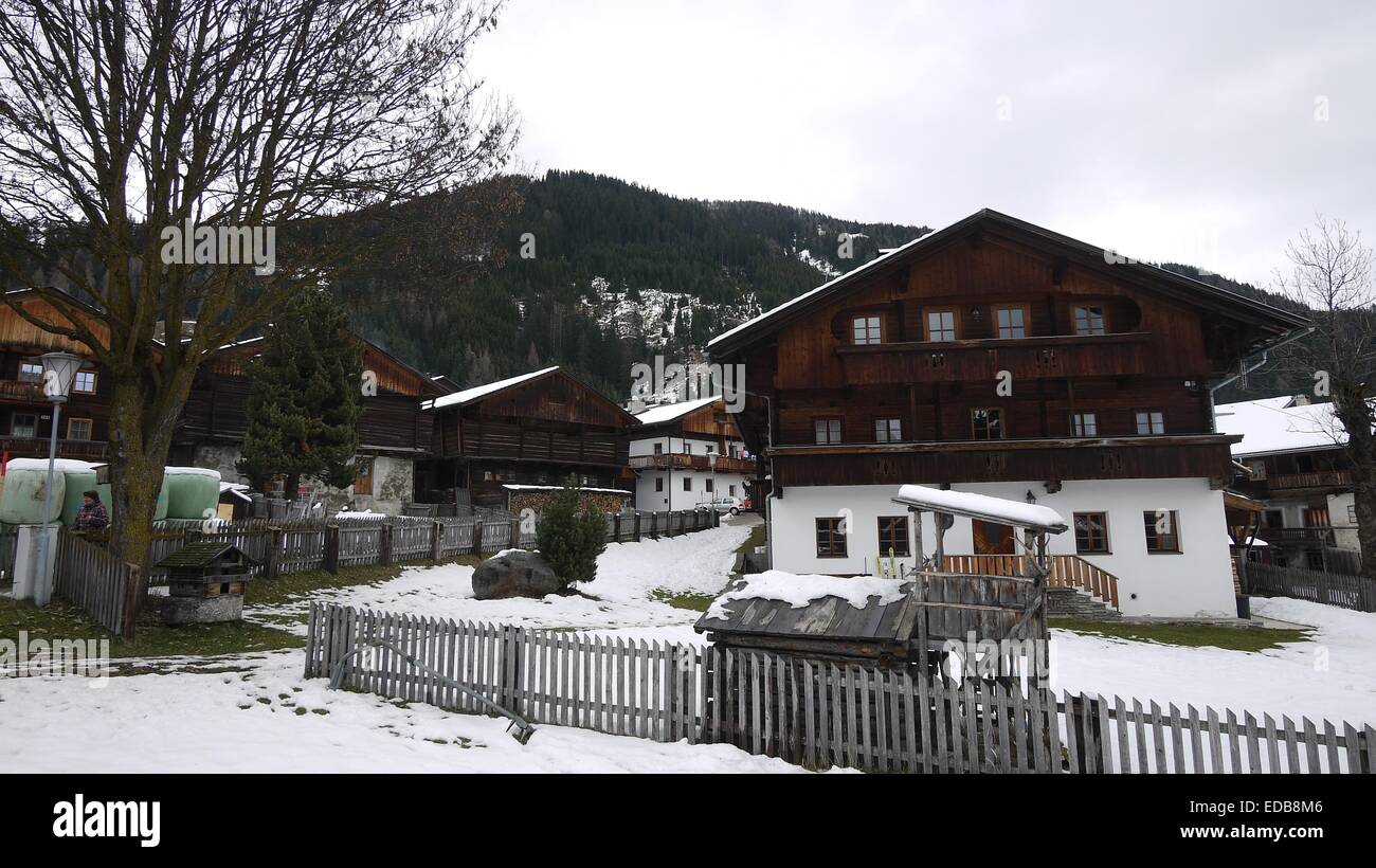 The village of Obertilliach, Austria, photographed on 14 December 2014 ...