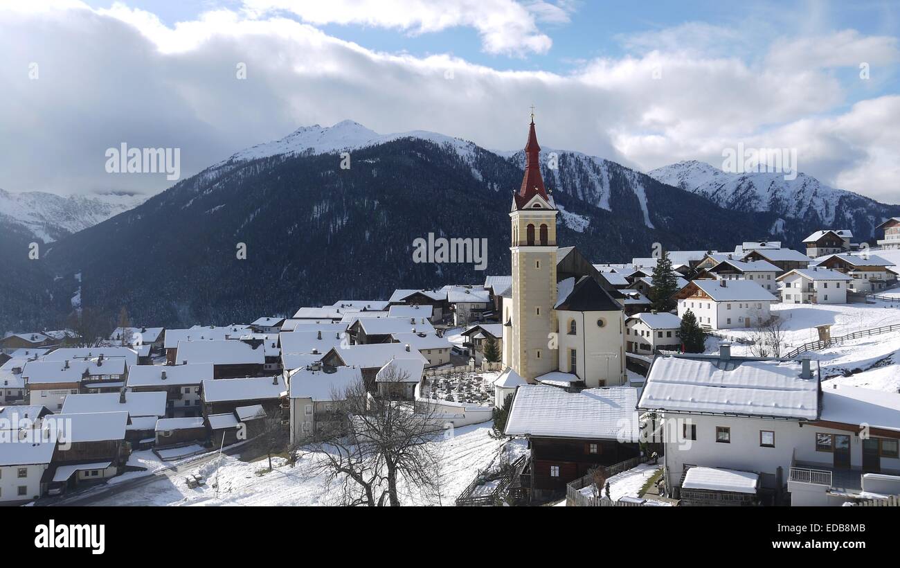 The village of Obertilliach, Austria, photographed on 14 December 2014 ...