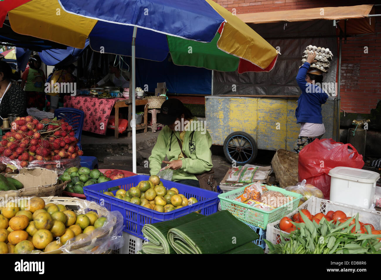 Activity in Badung traditional market, Denpasar, Bali. Badung Market is ...