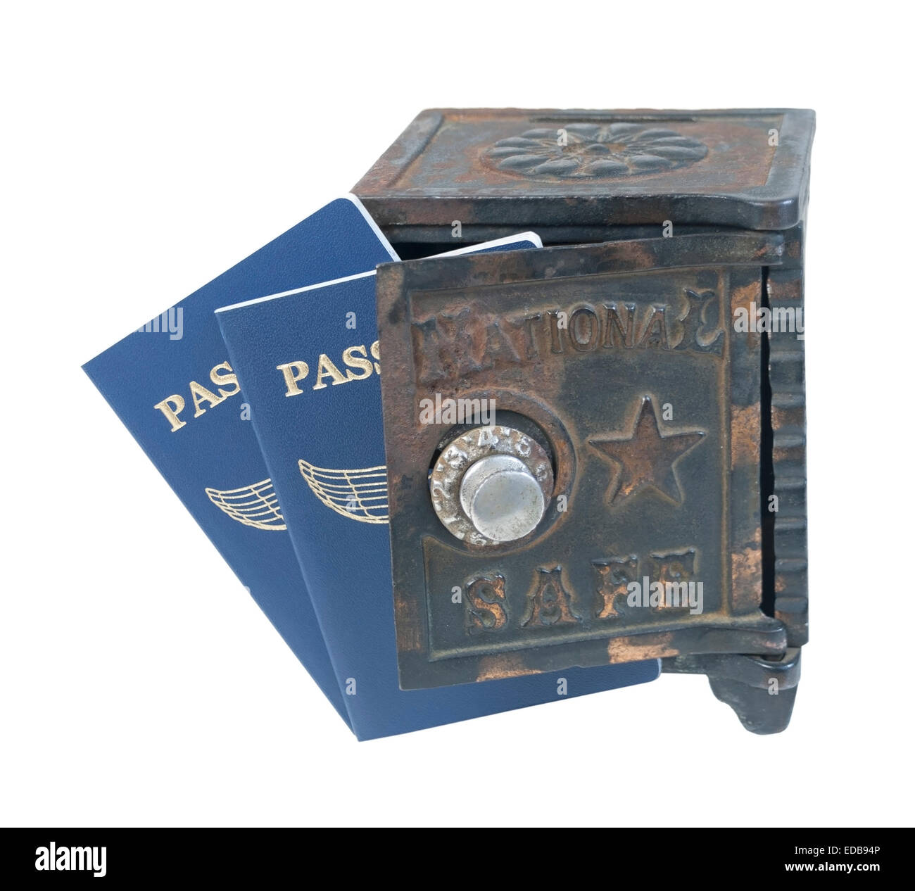 Passports in a safe for safe keeping - path included Stock Photo - Alamy