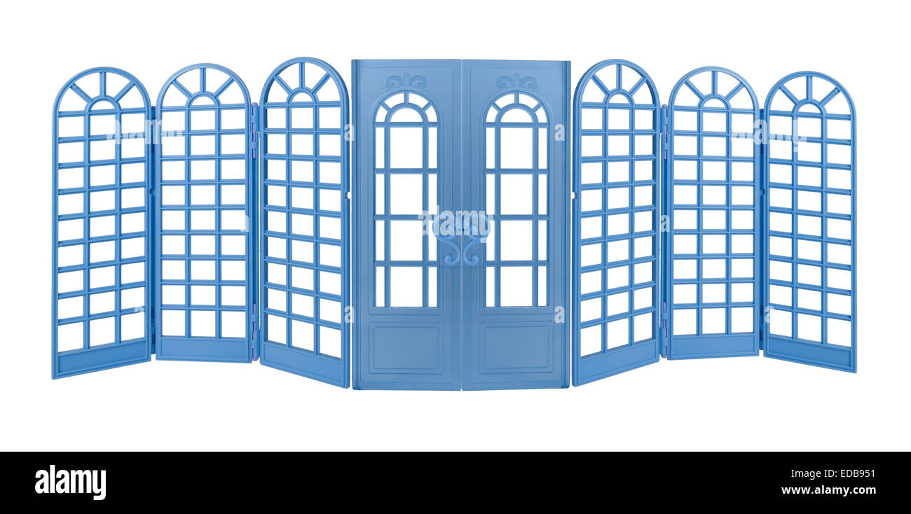 Blue Room Divider with curved tops and Doors - path included Stock ...