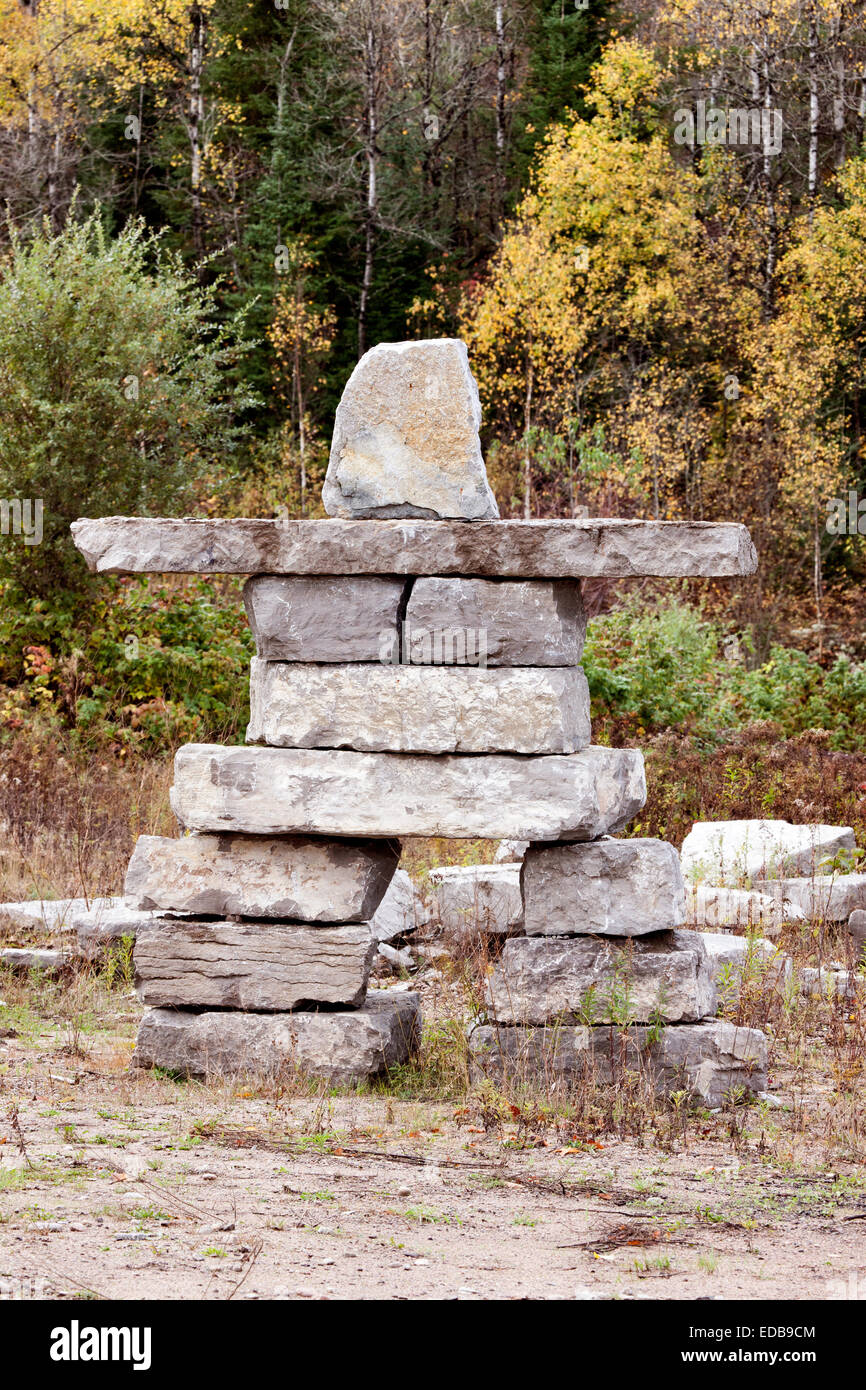 Inukshuk inukchuk in ontario Canada, rock structure Stock Photo - Alamy