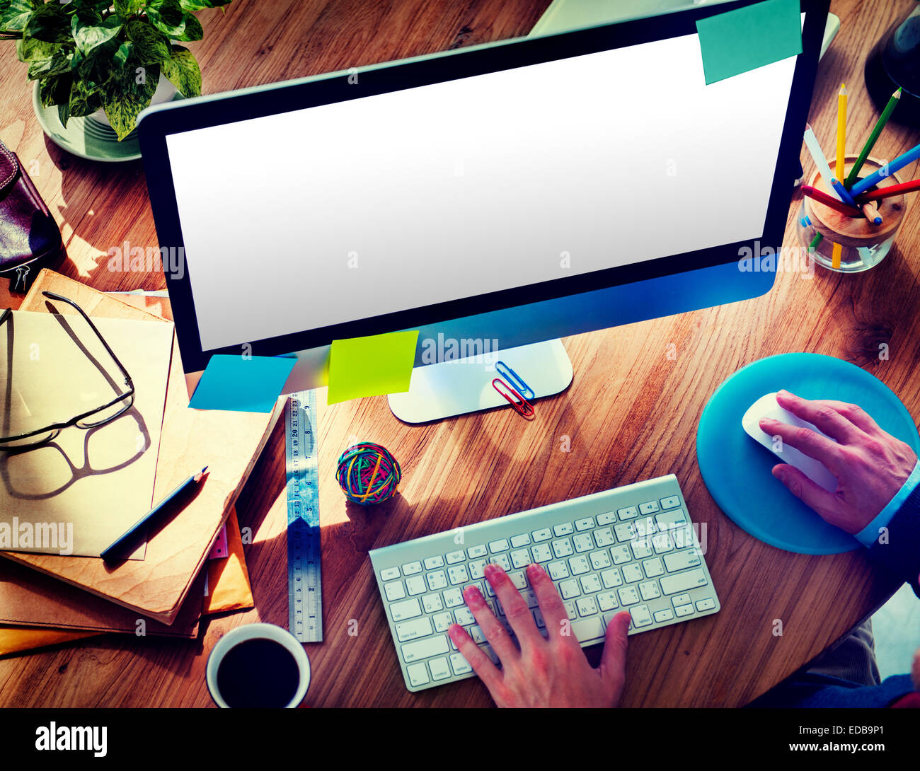 Man on the Office Using Computer Stock Photo - Alamy