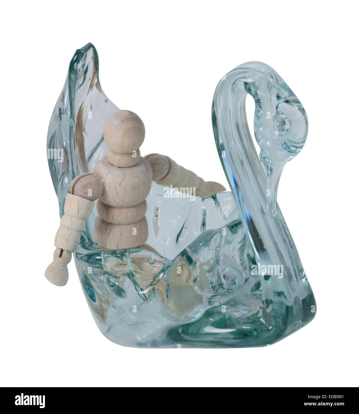 Wooden person Riding a swan boat - path included Stock Photo - Alamy