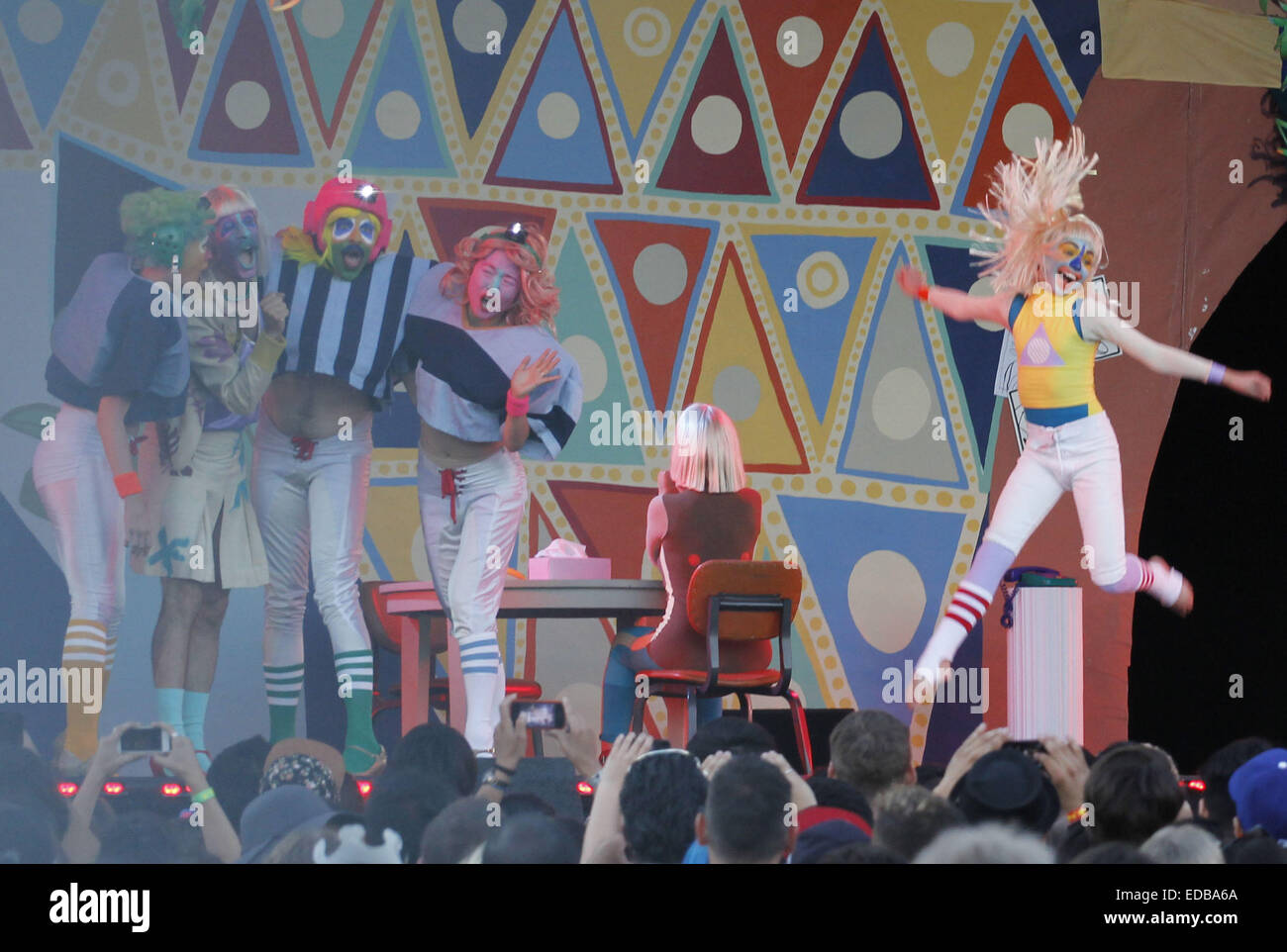 Sia performing on the Jimmy Kimmel Live! outdoor stage Featuring: Sia ...