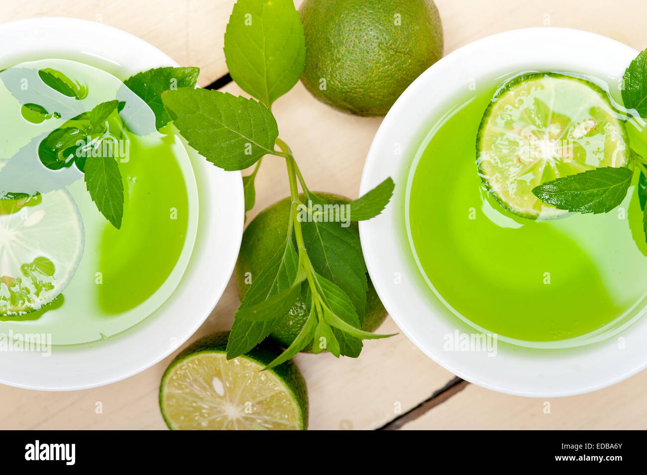fresh and healthy mint infusion tea tisane with lime Stock Photo - Alamy