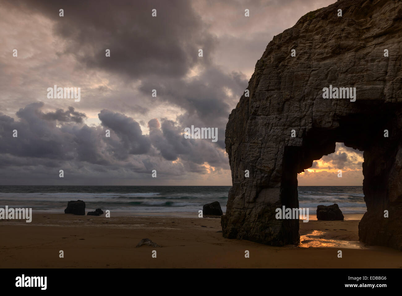 Port Blanc natural arch at sunset, Quiberon Peninsula, Wild Coast ...