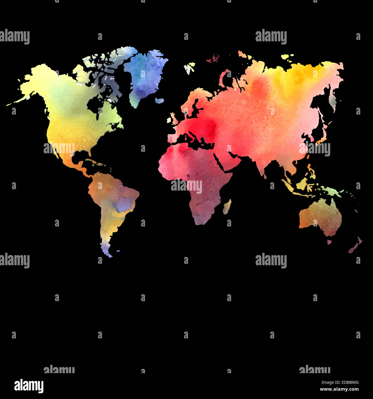 Vector watercolor map, web and mobile template. Corporate design web ...