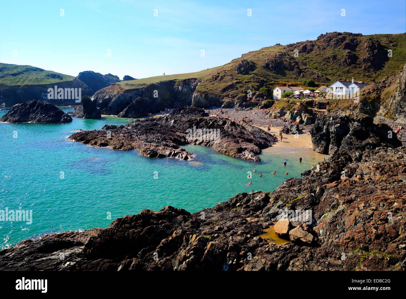 Kynance Cove The Lizard near Helston Cornwall England UK on a beautiful ...