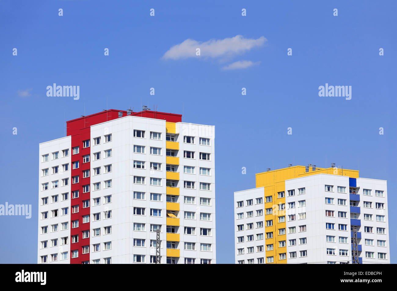 Renovated prefabricated tower blocks in Alexanderstraße street, Mitte ...