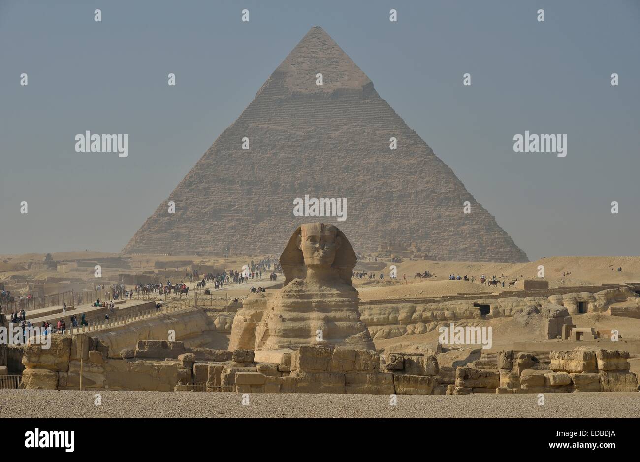 Sphinx or Great Sphinx of Giza, lion with a human head, built in the ...