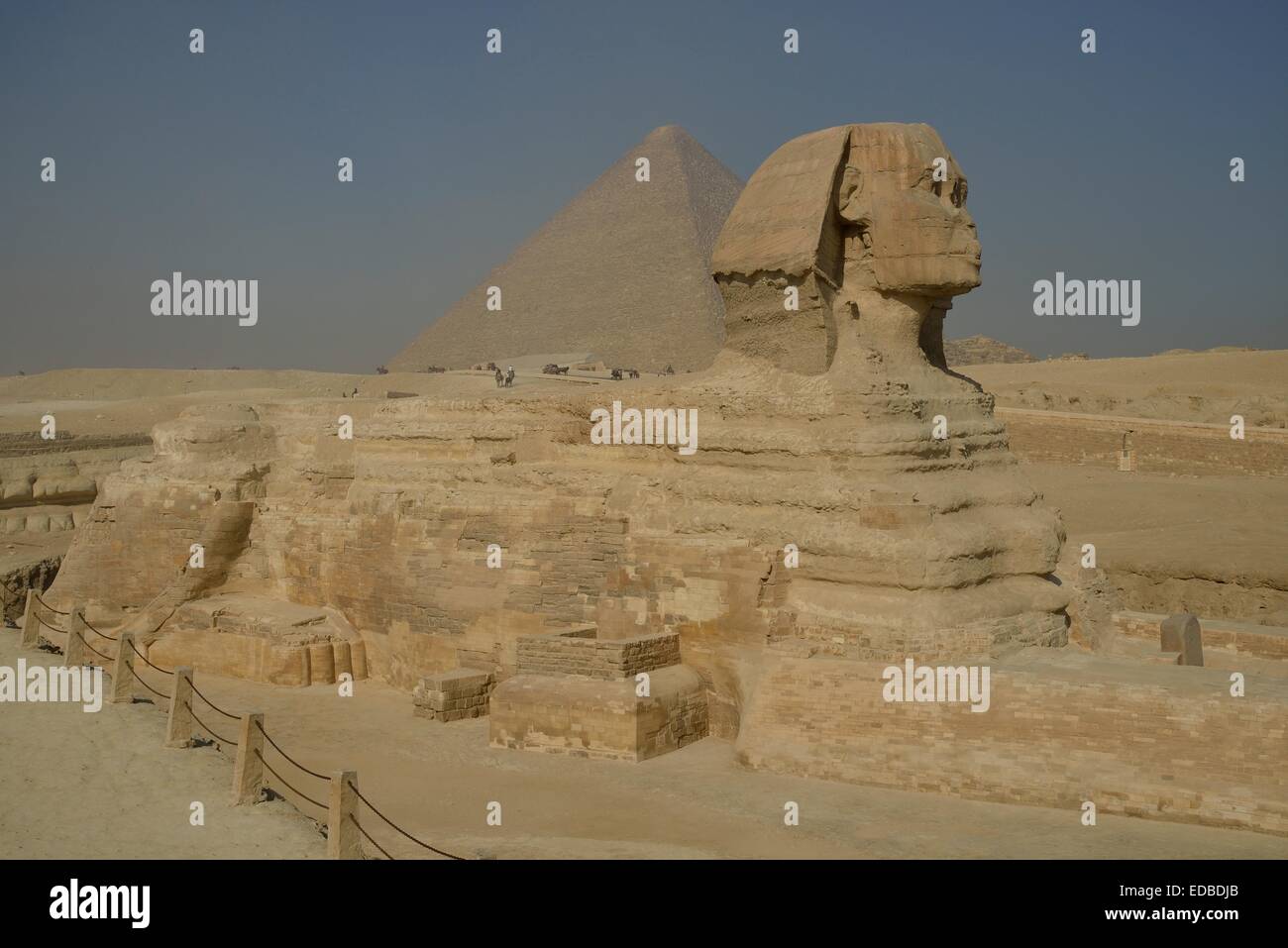 Sphinx or Great Sphinx of Giza, lion with a human head, built in the ...
