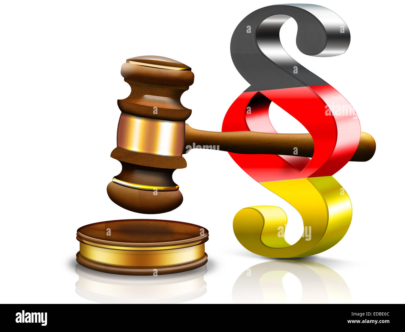 Court gavel, section sign in German colors, illustration Stock Photo ...