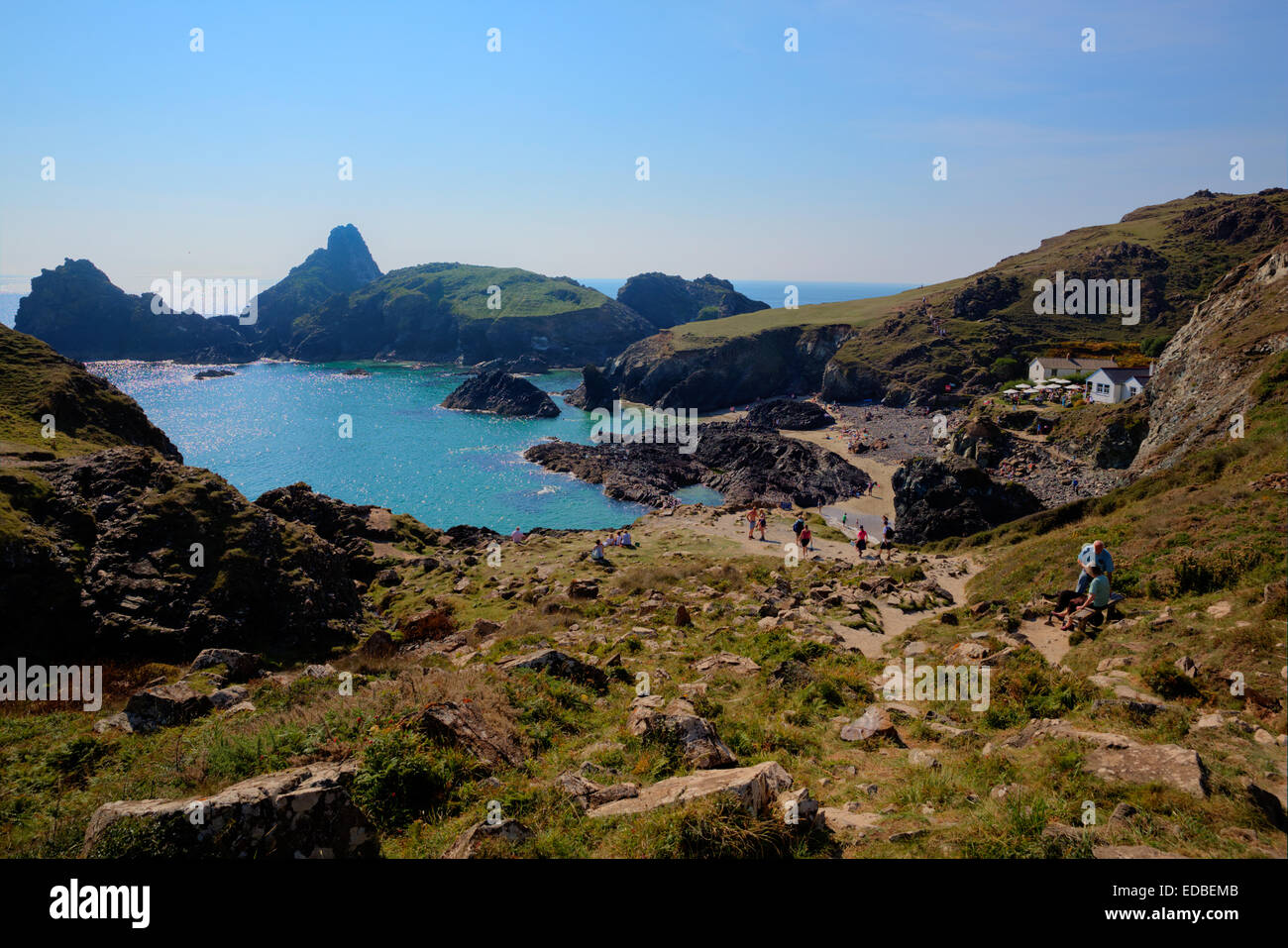Coast path to Kynance Cove beach The Lizard near Helston Cornwall UK on ...