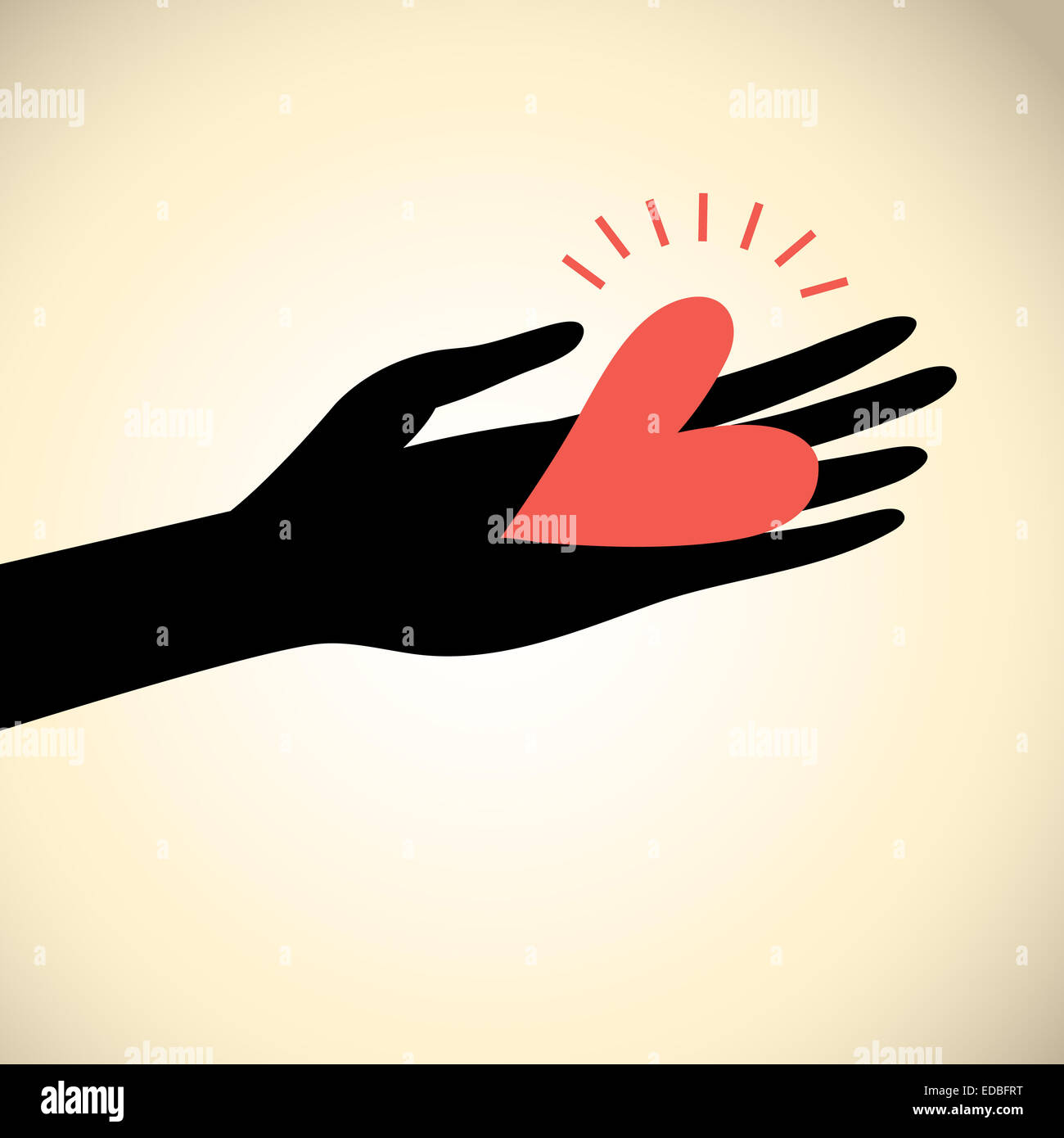 graphics card hand with a heart on a light background Stock Photo - Alamy