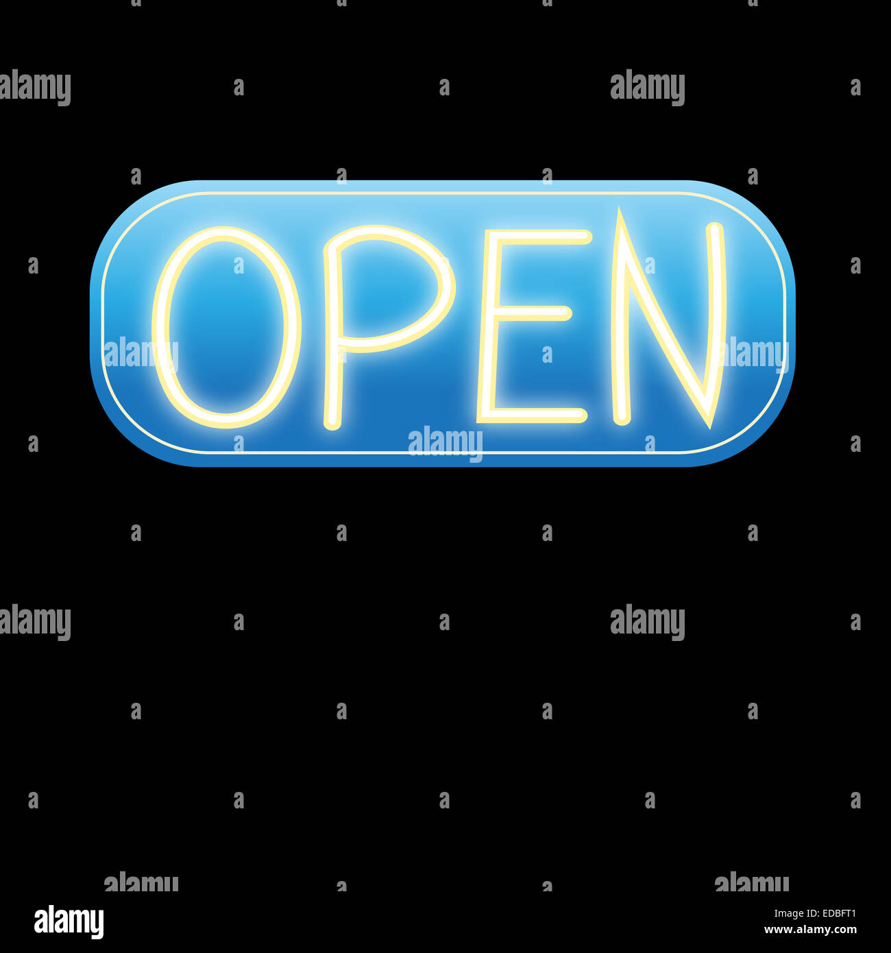 illuminated sign inscription discovered on a black background Stock ...