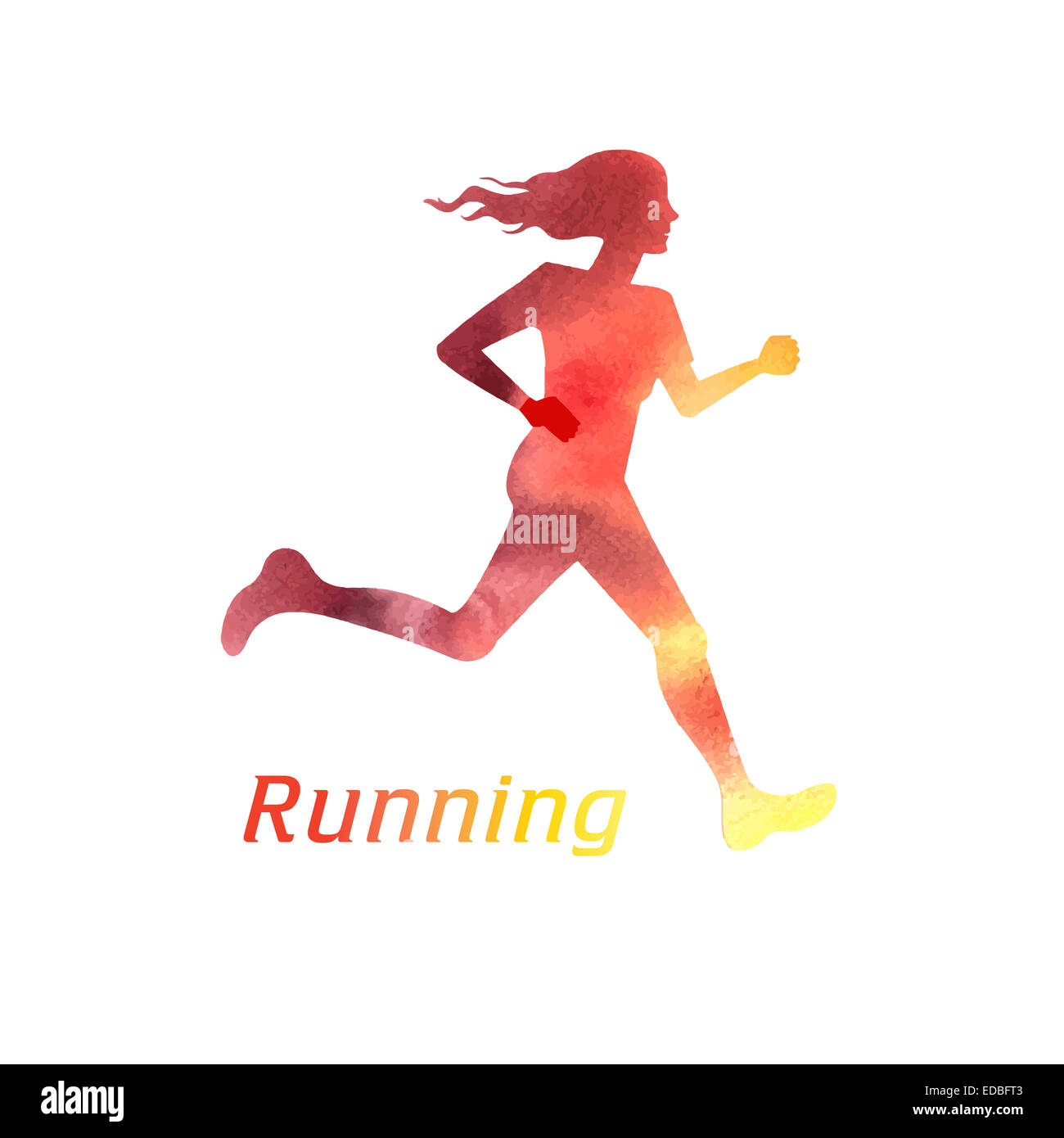bright watercolor running girl on a white background Stock Photo - Alamy