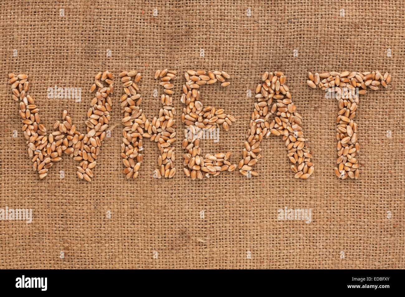 Wheat word written on sackcloth, can be used as background Stock Photo ...