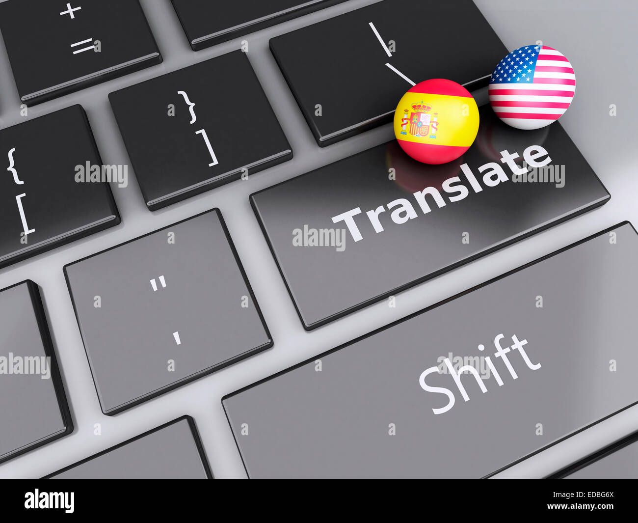 3d renderer illustration. translation button on Computer Keyboard ...