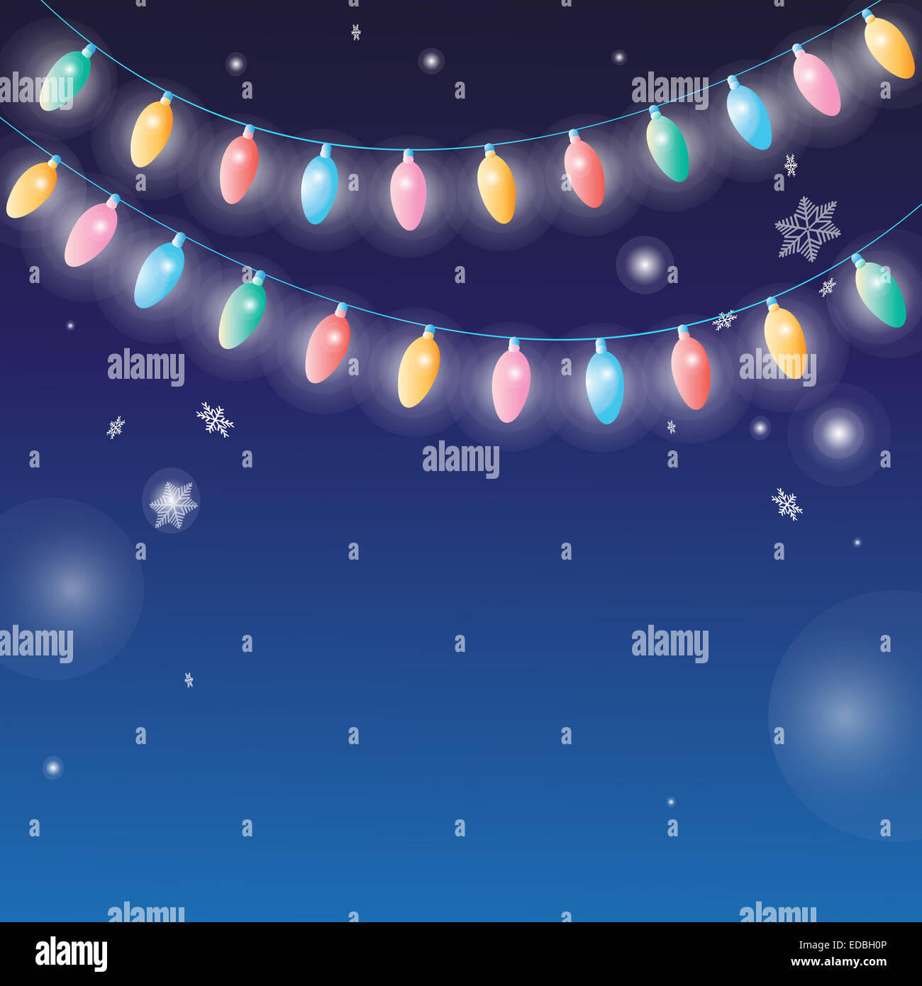 Vector Christmas background with colored lights Stock Photo - Alamy